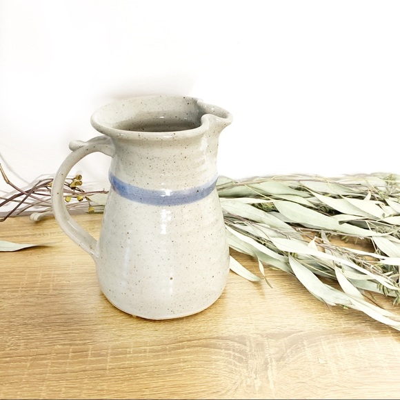 Vintage | Accents | Vintage Handthrown Pottery Pitcher Speckled Grey ...